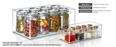 China Clear Storage Bins Stackable Plastic Containers For Organizing, 8 PACK Multi-Size Organizer Bins For Freezer Pantry for sale