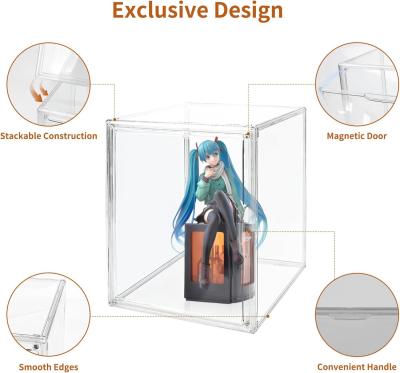 China Clear Acrylic Display Case For Hobby Collectibles, Easy Assemble Dust Cover Showcase Clear Storage Bins, Stackable Storage Plastic Box With Wooden Base for sale