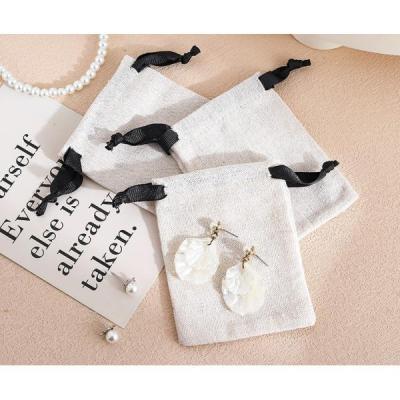 China Customized LOGO Wholesale Customizable Cotton And Linen Drawstring Bag Small Cotton Canvas Jewelry Bag Jewelry Drawstring Storage Bag for sale