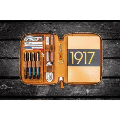 China Toiletry Bag, Factory Supply A5 Zipper Bag First Layer Cowhide Crazy Horse Series Folder Manager Folder Large Capacity Business Bag for sale