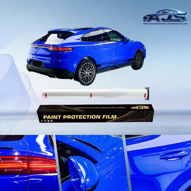 Close-up view of TPU paint protection film texture and clarity