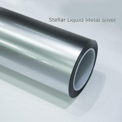 China Liquid Metallic Silver Vinyl Wrap Self Healing Gloss Metallic Car Wrap Flexible For Full Vehicle Wrap for sale