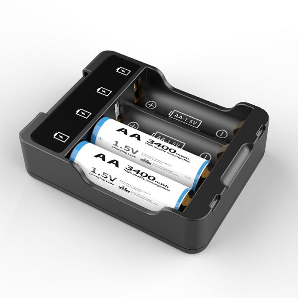 Quality Lightweight AA Rechargeable Batteries Lithium Battery Pack With 1000 Cycle Life And Charging Stand for sale