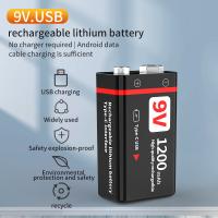 Quality Type C 9V Rechargeable Batteries 1200mAh Rechargeable Lithium Battery Fast for sale