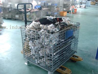 China a pálete industrial da espessura de 6mm submete os recipientes de aço da rede de arame empilháveis à venda