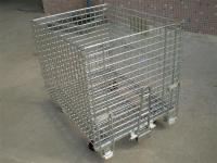 China 50mm * 50mm Wire Mesh Containers 4 Wheels Folding Wire Containers With Pulls for sale
