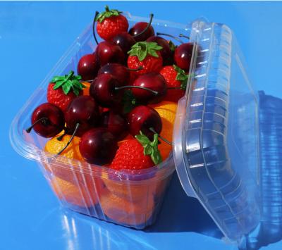 China Disposable plastic fruit vegetable food packaging tray 900 grams strawberry packaging tray PET plastic box for fruit for sale