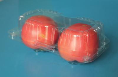 China Disposable plastic fruit vegetable food packaging box with holes 2 pcs Tomothos packaging container with holes for sale
