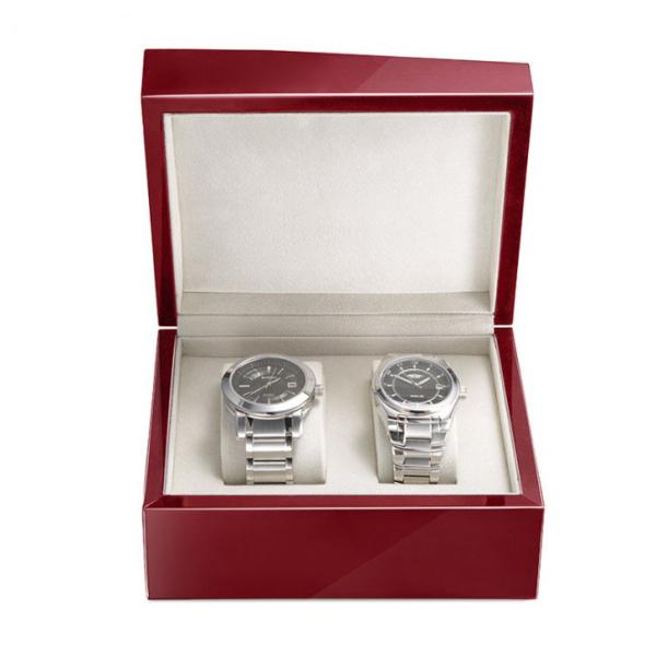 Quality 2 Slots Wooden Watch Collection Box Wood Watch Box Case With Lacquer Finish for sale