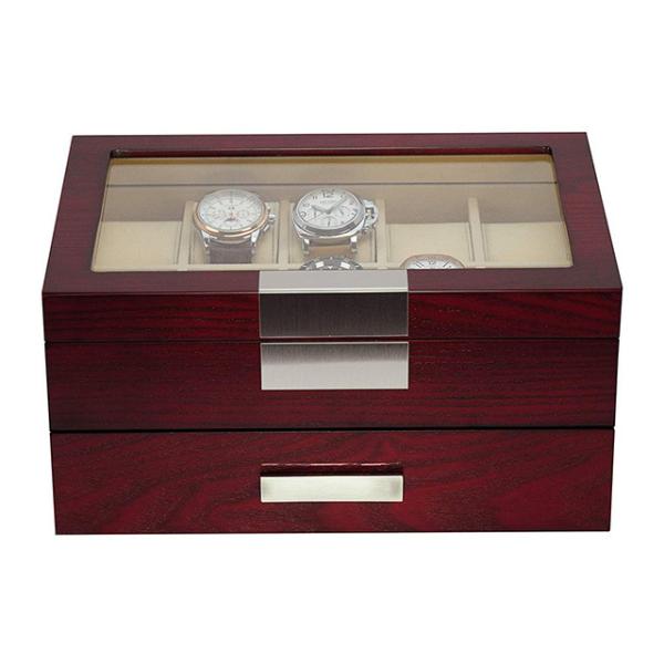 Quality Custom Luxury Wooden Watch Box with Drawer High Glossy Red Finish for Storage for sale
