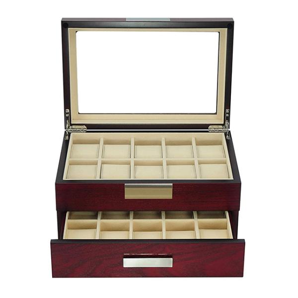 Quality Custom Luxury Wooden Watch Box with Drawer High Glossy Red Finish for Storage for sale