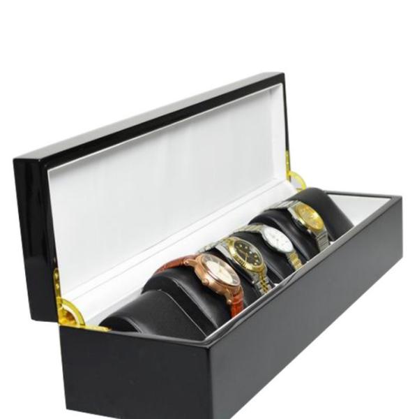 Quality Modern Design 6 Slots Custom Wood Watch Box Rectangle Wooden Watch Case Box for sale