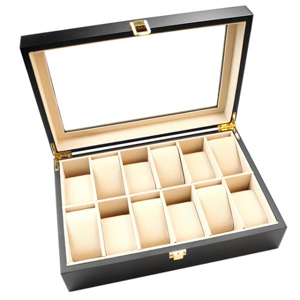 Quality Multi Functional Black Wood Watch Box Wooden Watch Display Box FSC Certified for sale