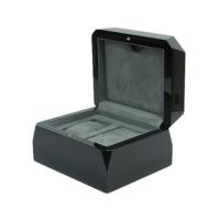 Quality Black Watch Storage Case Wooden Watch Case Box Glossy With Velvet Lining Custom for sale
