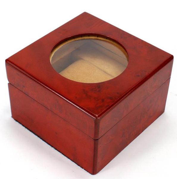 Quality Single Slot High Glossy Wooden Watch Organiser Sustainable With Custom Logo Round Velvet Pillow for sale