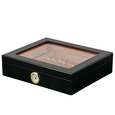 China Custom Material Wood Cigar Storage Box With Window Cigar Wooden Box for sale