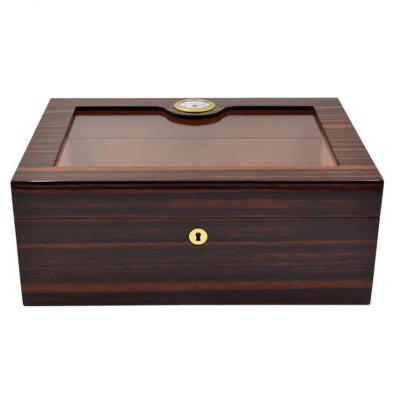 China Customized Luxury Cigar Humidor Box 10-20 CT Capacity High Gloss Piano Finish Digital Hygrometer for sale