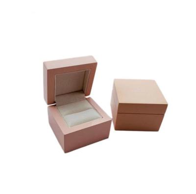 China High Gloss Finish Wooden Ring Box With Polished Custom Logo Single Ring Box for sale