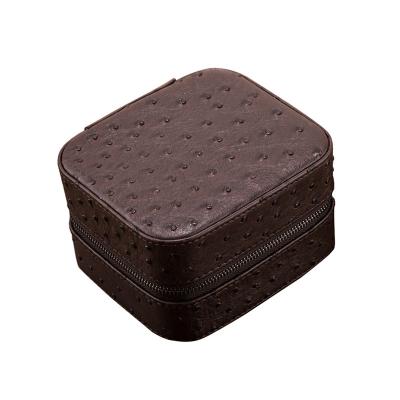 China 2 Slots Luxury PU Leather Watch Display Box with Zipper for Secure Storage for sale