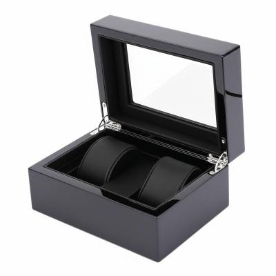 China Black Watch Storage Case Wooden Watch Case Box Glossy With Velvet Lining Custom Size for sale