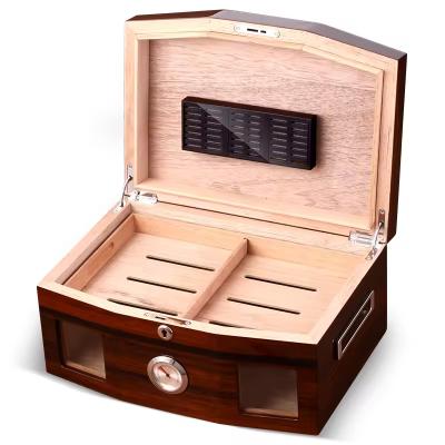 China Large Capacity Cigar Humidor Cedar Wood Double Layer Cigar Humidors Storage Box Cigar Packing Box for sale