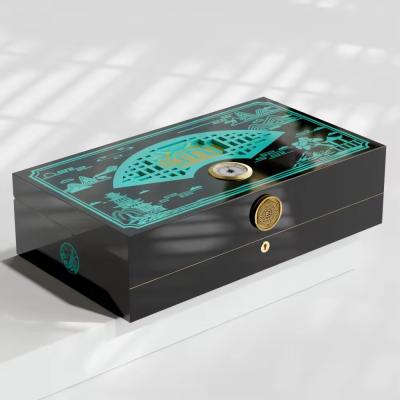 China High Quality Vintage Handmade Cigar Humidor Cedar Cigar Desktop Box With Humidifier and Hygrometer for sale