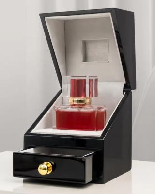 China Custom Black High Gloss Lacquer MDF Perfume Box for Arabic Attar & Essential Oil Packaging for sale