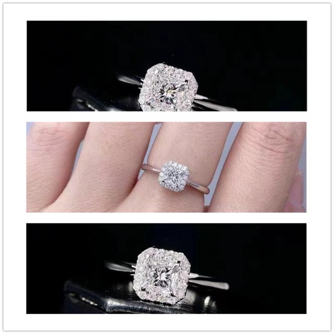Limited Time Discount 18K Lab Diamonds Ring Square Diamond Ring