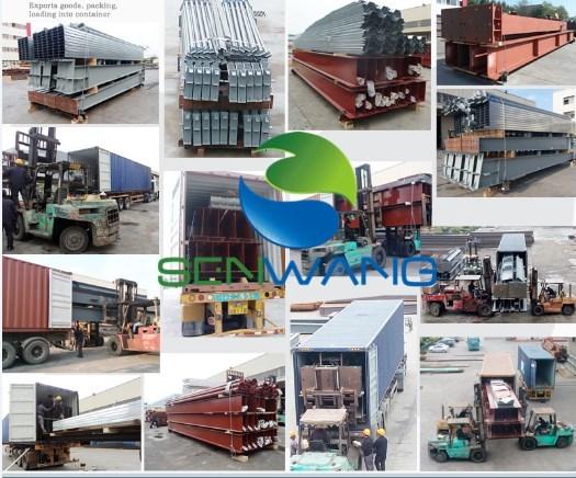 Steel structure warehouse components securely packaged for transport