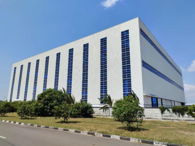 Close-up of steel channel purlin construction