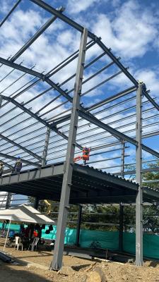 China Durable Steel Structure Warehouse with 50 Years Service Life Stainless Steel Gutter and Sandwich Panel Roof for sale