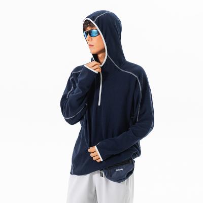 China Custom OEM ODM Half Zip Hooded Thermal Pullover, Constant Temperature Warm Grid Outdoor Fleece Top, Custom Logo & Fabric Supported for sale