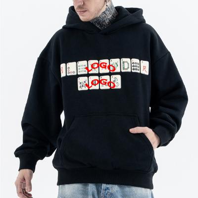 China Chinese Clothing Manufacturer's New Casual Regular Fit Men's Winter Hoodie with 3D Embroidery and Mahjong Print Sportswear for sale