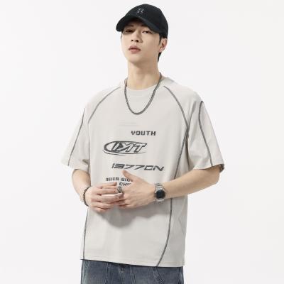 China Men's Vintage Style Short Sleeve Quick Dry Breathable Compressed T-Shirt Letter Design O-Neck Cotton-Polyester-Blend 180 Grams for sale