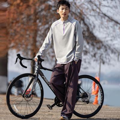 China Half Zip Stand Collar Quick Dry Cycling Long Sleeve Knit Top, Custom OEM ODM Sport Tee for sale