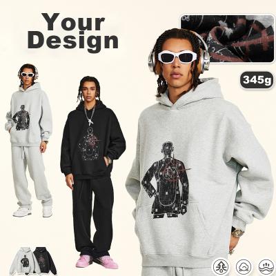China 345gsm Target Graphic Oversized Hoodie, White Ink DTG Print Funny Niche Street Sweatshirt | OEM ODM Customizable for sale
