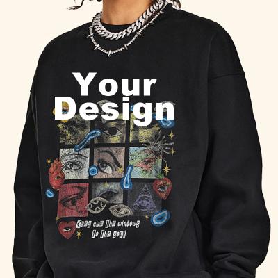 China 345G Oversize Vintage Art DTG Print Crewneck Sweatshirt | OEM ODM Custom Logo & Fabric Optional, Multiple Color Codes, Low MOQ for sale