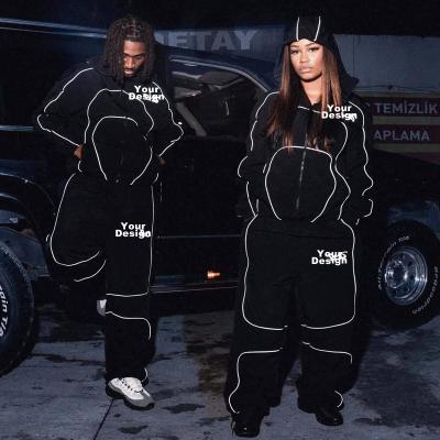China Custom OEM ODM Drawstring‑Trim Hooded Zip‑Up Cardigan, Loose Street Hip‑Hop Team Hoodie for Men & Women for sale