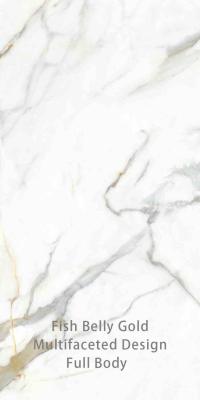 Cina Bianco e oro 900x1800MM Piastrelle di porcellana di superficie rocciosa per decorazioni moderne in vendita
