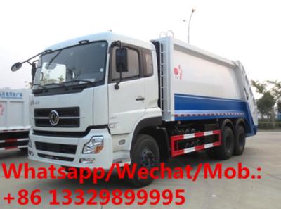 China Dongfeng tianlong 6*4 210hp diesel 16cbm-20cbm garbage compactor truck, cheaper price bigger refuse garbage truck for sale