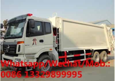 China customized FOTON AUMAN 6*4 RHD 320hp16cbm garbage compactor truck for sale, FOTON rear loader compacted garbage truck for sale