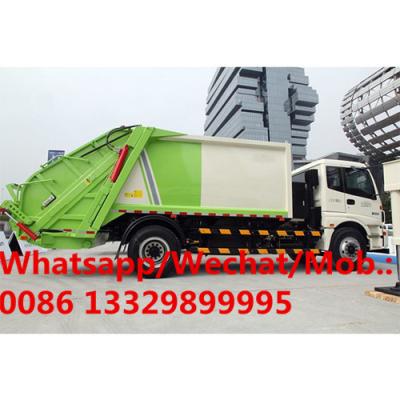 China Customized FOTON 4*2 LHD 240Hp diesel 12-14cbm garbage compactor truck for sale, best price compacted garbage vehicle for sale