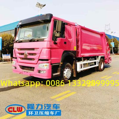 China Lower price heavy duty HOWO 14CBM rear compacted garbage truck for West Africa, HOWO 10T refuse wastes collecting truck for sale