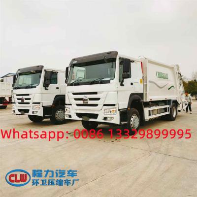 China Customized HOWO RHD 14cbm garbage compactor truck for East Africa, Good price heavy duty rear loader wastes truck for sale
