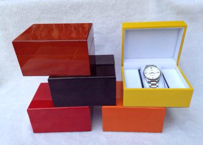 China Custom Made Wooden Watch Gift Box With Velvet Pillow , L145*W115*H80 MM for sale