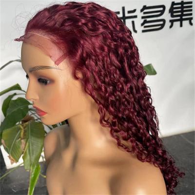 Cina Pixie Curl 5x5 Lace Closure Wig Pre Plucked Capelli Umani Colore Borgogna in vendita