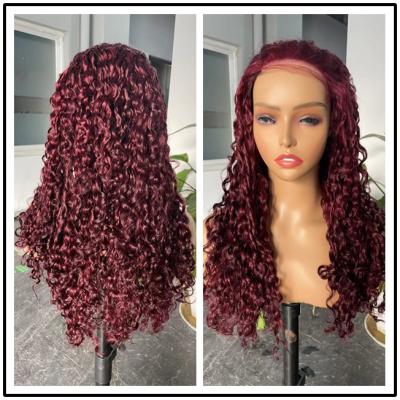 Cina Pixie Curl 5x5 Lace Closure Wig Pre Plucked Capelli Umani Colore Borgogna in vendita