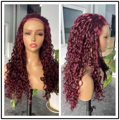 Cina Pixie Curl 5x5 Lace Closure Wig Pre Plucked Capelli Umani Colore Borgogna in vendita
