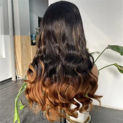 Cina Ombre Honey Brown Body Wave HD Lace Parrucca Capelli umani Svizzeri Parrucche pre-tagliate senza colla in vendita