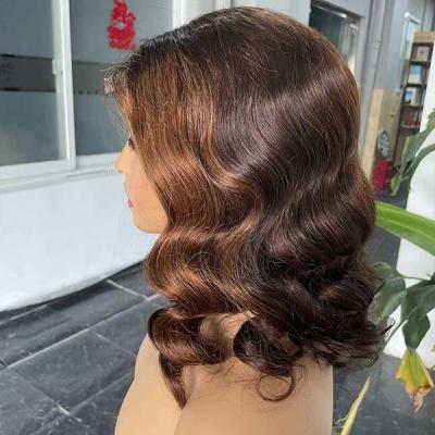 Cina ODM Capelli Umani Parrucchia di pizzo bagnata ondulata corta Bob chiusura parrucche per donne in vendita